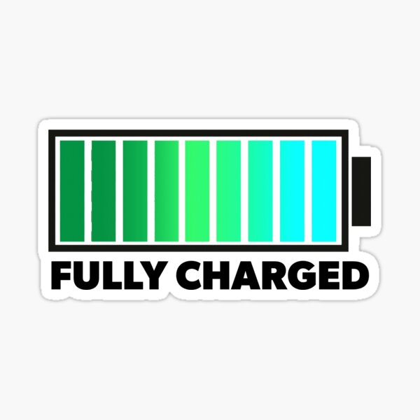 "FULLY CHARGED" Sticker for Sale by LEKEMO | Redbubble