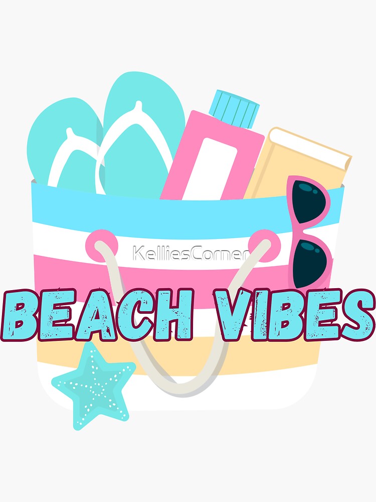 "SUMMER BEACH VIBES" Sticker for Sale by KelliesCorner | Redbubble