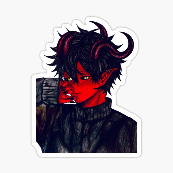 "Red Skinned Demon Boy" Sticker for Sale by SherlinCreation | Redbubble