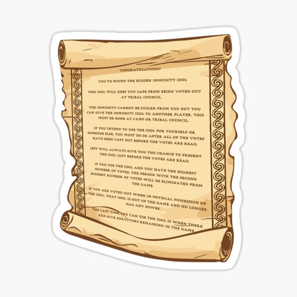 "Hidden Immunity Idol Clue" Sticker for Sale by katietedesco | Redbubble