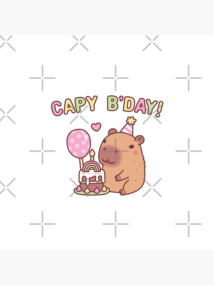 "Cute Capybara Rainbow Birthday Cake Capy Bday" Pin for Sale by rustydoodle | Redbubble