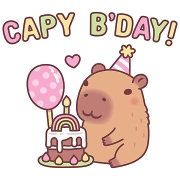 "Cute Capybara Rainbow Birthday Cake Capy Bday" Sticker for Sale by ...