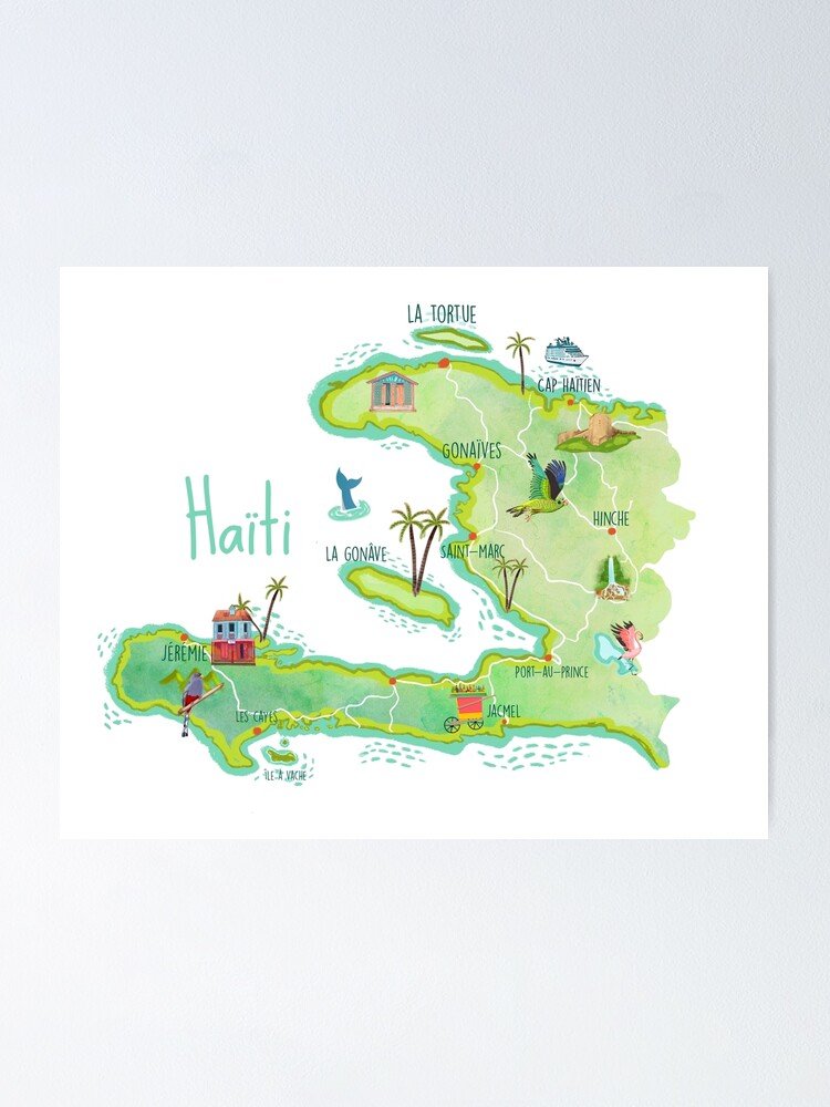 "Haiti illustrated map" Poster for Sale by Christina Schutt | Redbubble