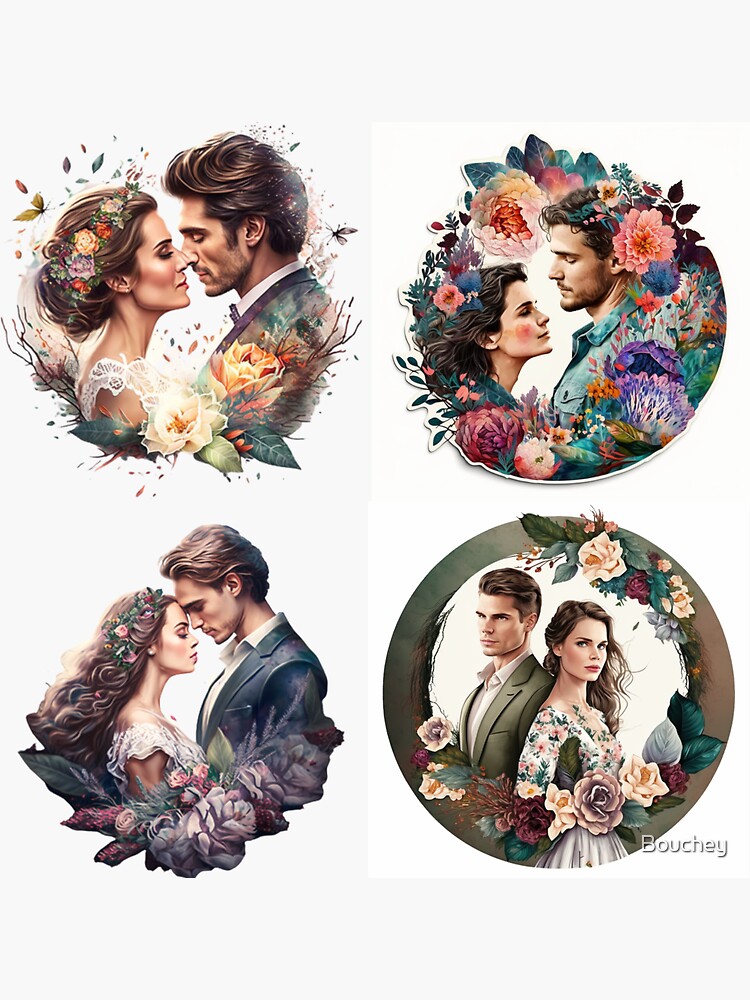 "Pack of 4 stickers for couple" Sticker for Sale by Bouchey | Redbubble