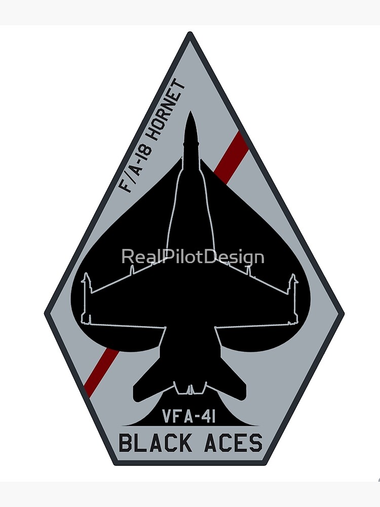 "VFA-41 "Black Aces" F/A-18 Fighter "Patch" Design" Art Print by ...
