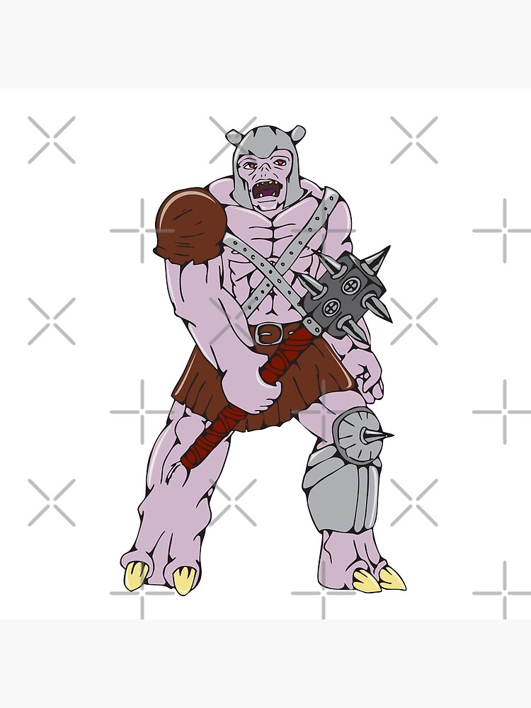 "Orc Warrior Holding Club Front Cartoon" Photographic Print for Sale by ...