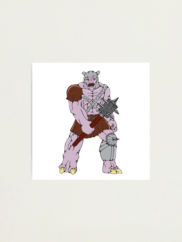 "Orc Warrior Holding Club Front Cartoon" Photographic Print for Sale by ...
