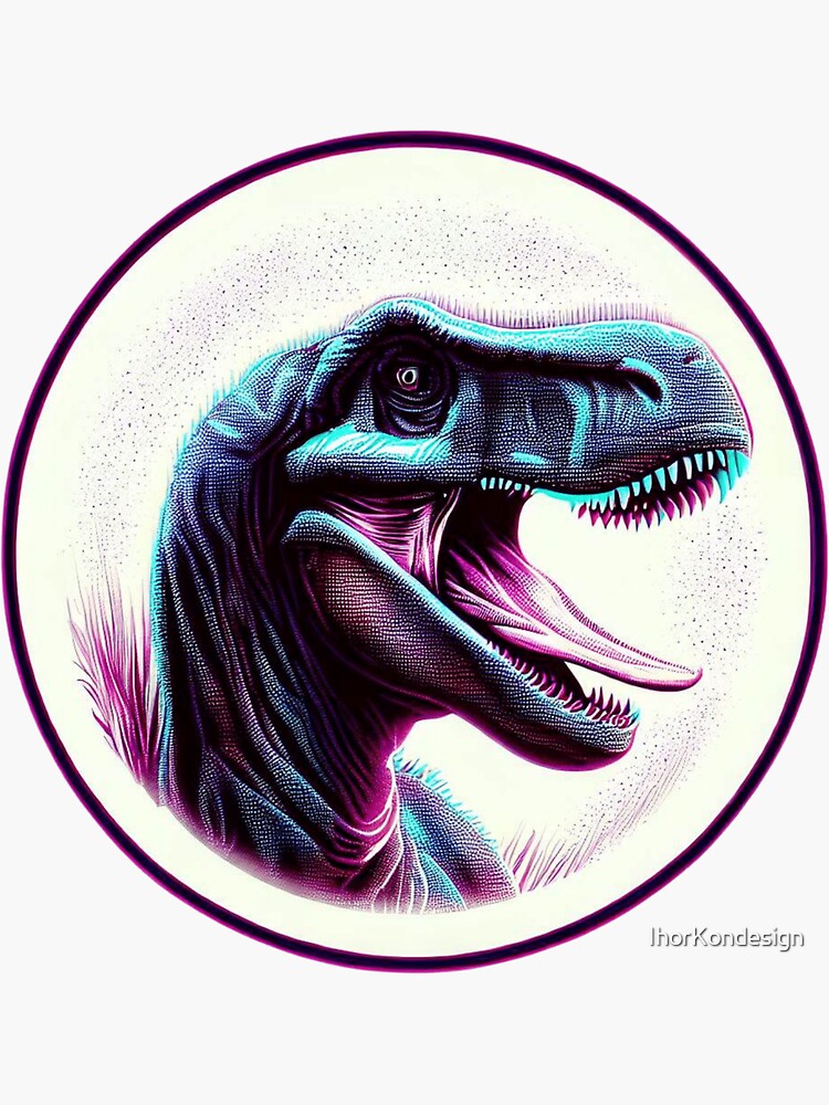 "Vintage Retrowave Dinosaur T-Rex 80s 70s Funny Loves Retro" Sticker ...