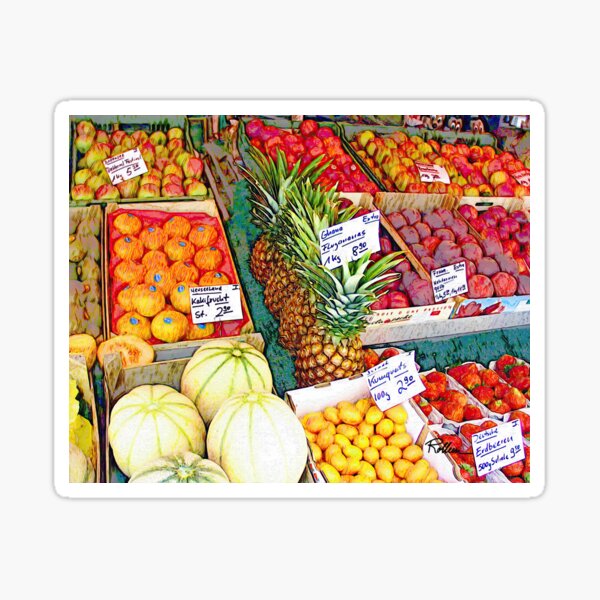 "GERMAN OPEN MARKET" Sticker for Sale by ArtbyRolleen | Redbubble