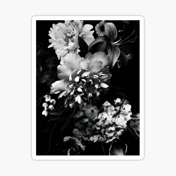 "Classic Black And White Floral " Sticker for Sale by adelemawhinney ...