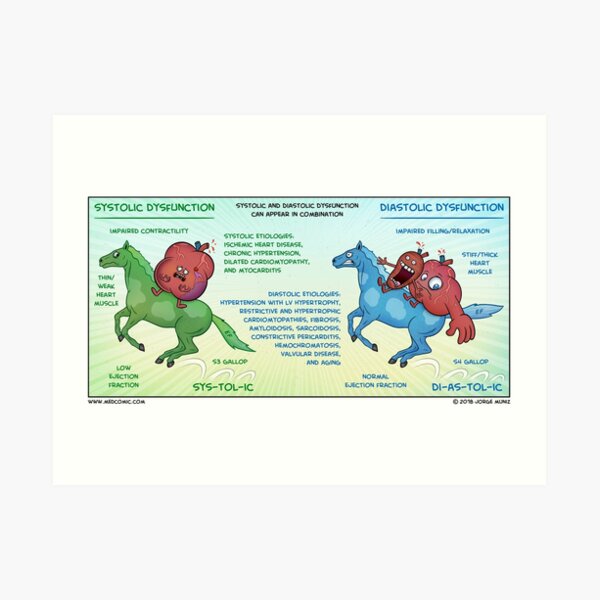 "Systolic vs. Diastolic Heart Failure" Art Print for Sale by Medcomic ...