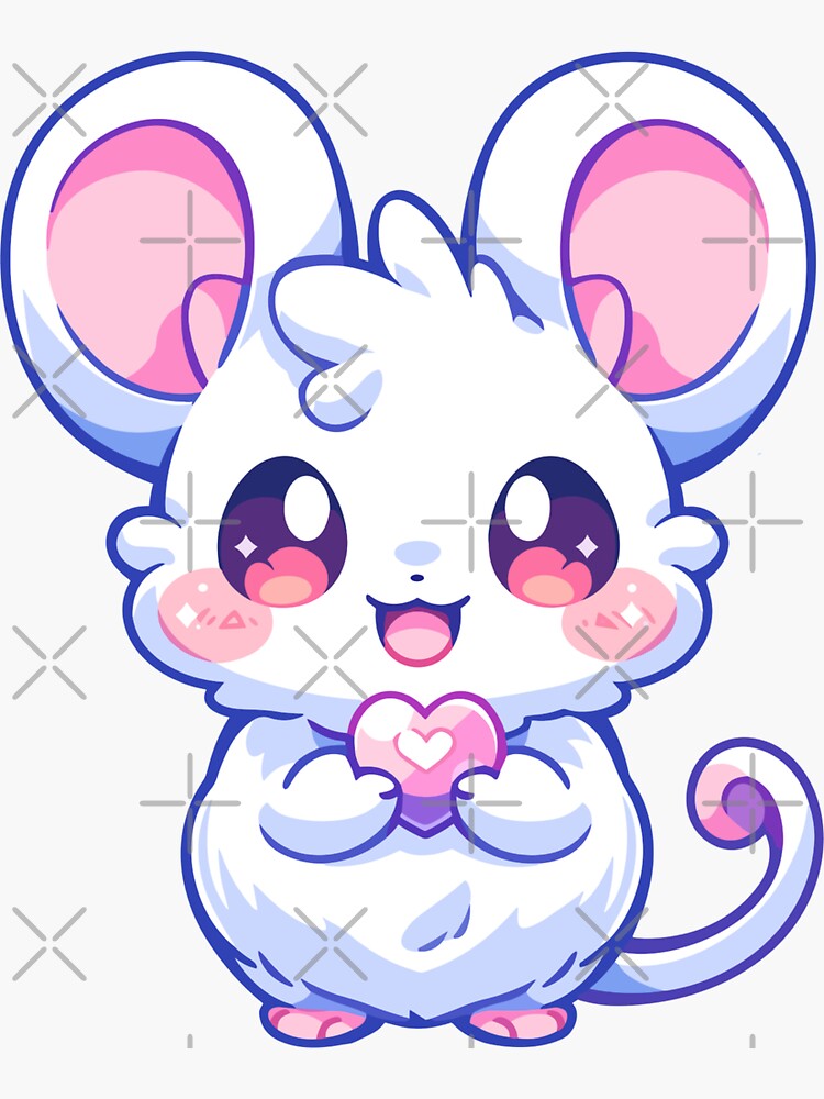 "mouse with heart" Sticker for Sale by KawaiiEdition | Redbubble