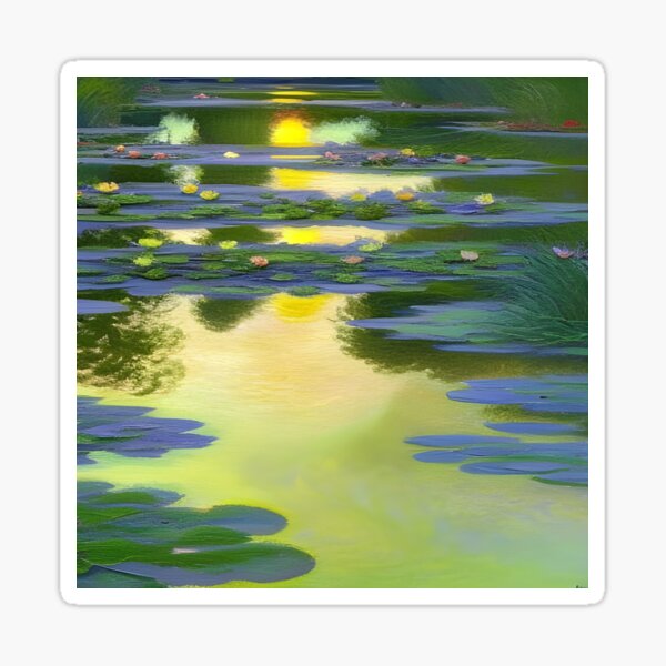 "Impressionist Art Waterlily Pond" Sticker for Sale by druidwolfart ...