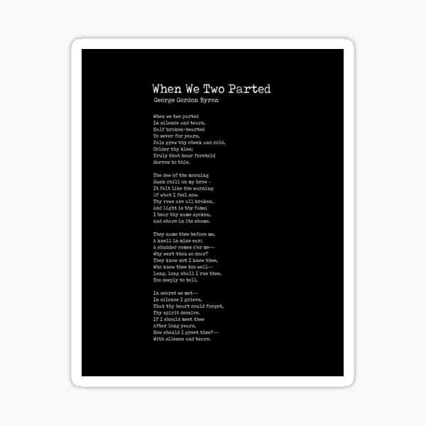 "When We Two Parted - Poem by George Gordon Byron - Literary Print ...