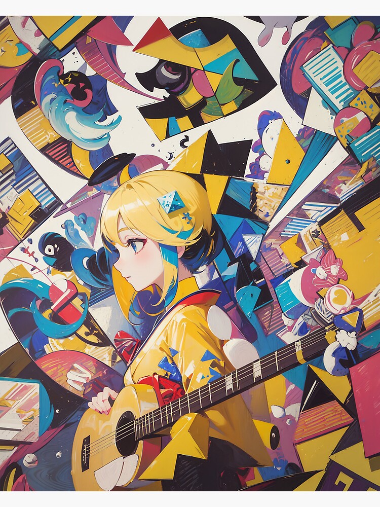 "abstract anime guitar girl poster art" Art Print for Sale by ...