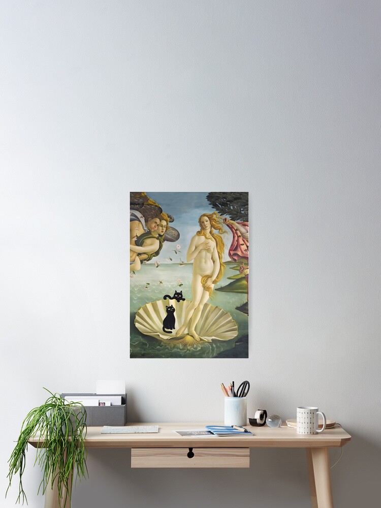 "The Birth of Venus with two Black Cats Botticelli Painting ( 1485 ...