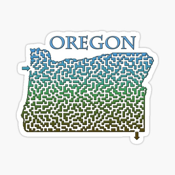 "Oregon State Outline Maze & Labyrinth" Sticker for Sale by gorff ...