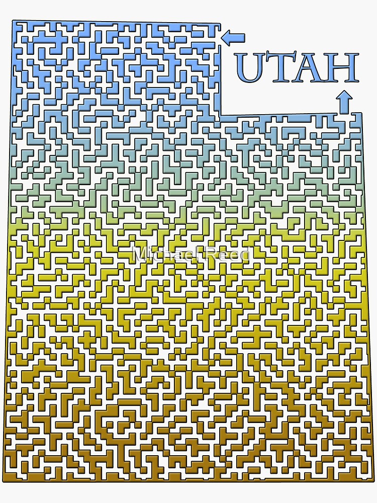 "Utah State Outline Maze & Labyrinth" Sticker for Sale by gorff | Redbubble