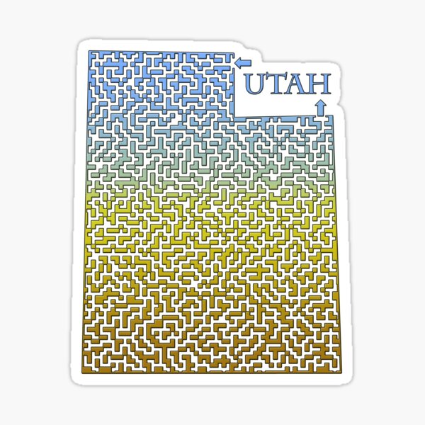"Utah State Outline Maze & Labyrinth" Sticker for Sale by gorff | Redbubble
