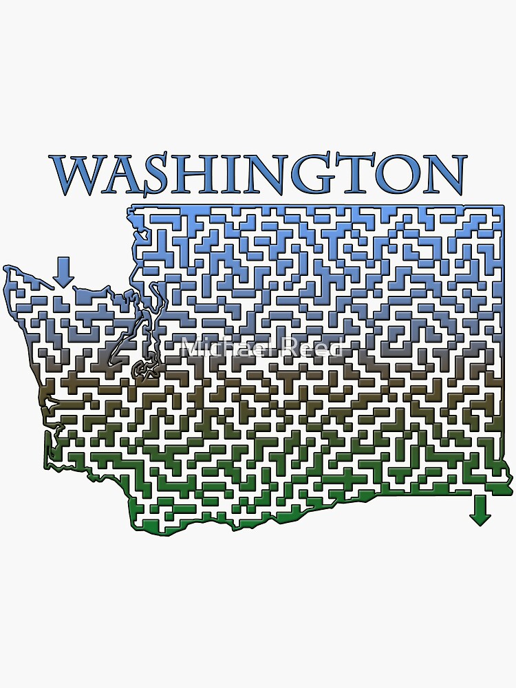 "Washington State Outline Maze & Labyrinth" Sticker for Sale by gorff ...