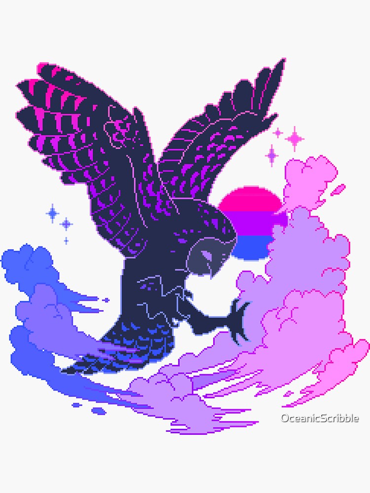 "Bisexual Flag LGBT Pride Owl Pixel Art" Sticker for Sale by ...