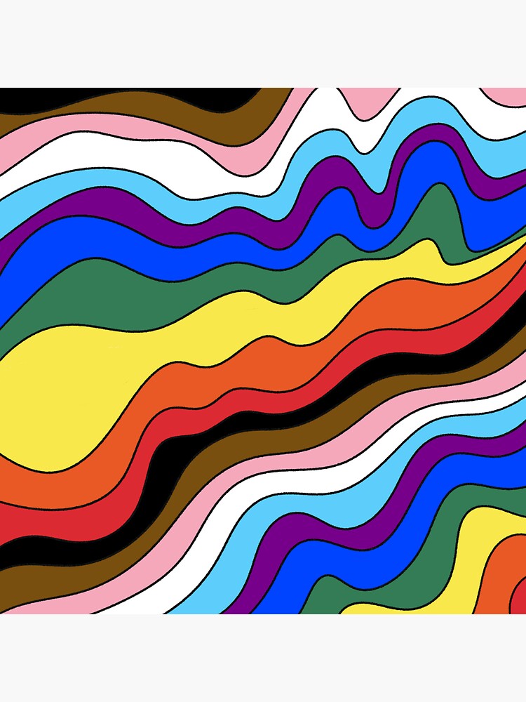 "Progress Pride Colors Wavy Stripes" Sticker for Sale by JessDaniArt ...