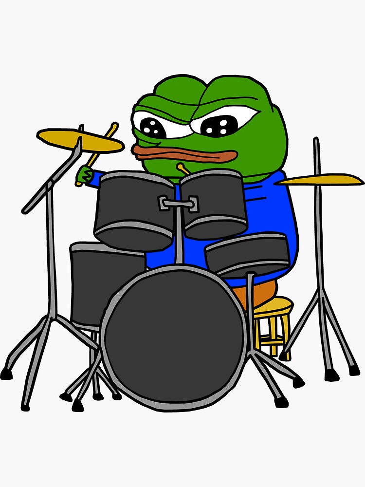 "Drummer Pepe Drumming Apu" Sticker for Sale by Slav-Art | Redbubble