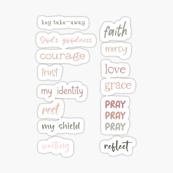 "Bible Journaling Words Sticker Pack" Sticker for Sale by Willow ...