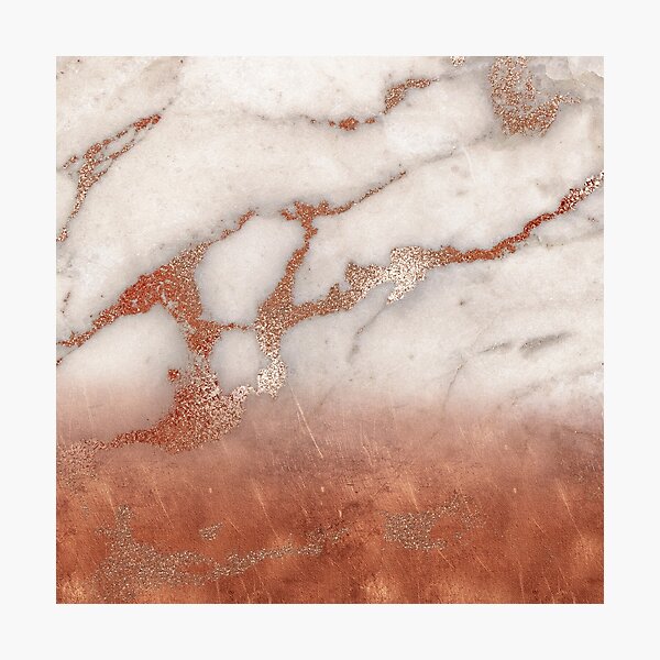 "Copper Bronze Metal Foil Sparkle Faux Marble" Photographic Print by ...
