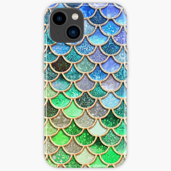 "Green and Blue Sparkle Faux Glitter Mermaid Scales" iPhone Case for ...