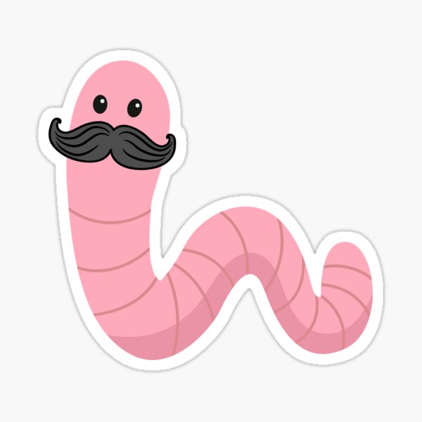 "Worm with a mustache" Sticker for Sale by GamersLands | Redbubble