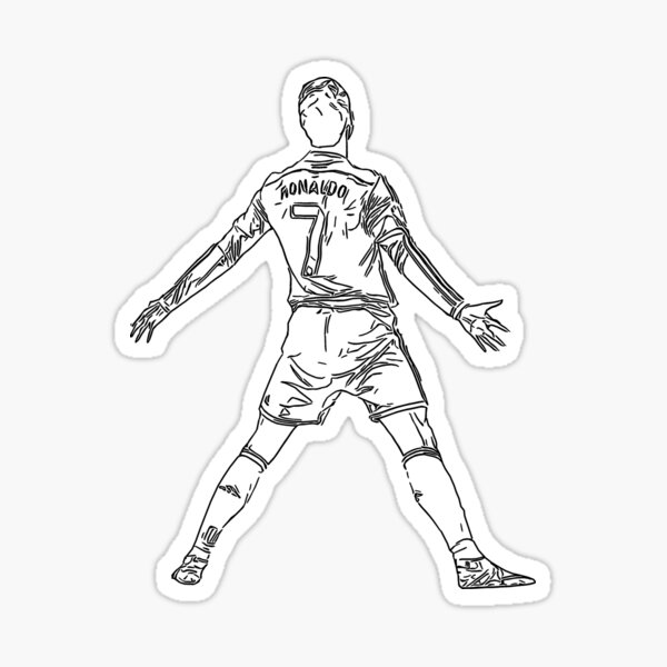 "CR7 Cristiano Ronaldo Signature Celebration Line Art Black" Sticker ...