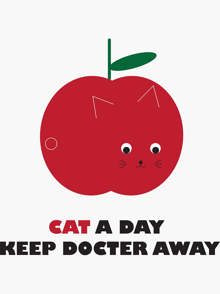 "Cat apple" Sticker for Sale by brekkiedesign | Redbubble