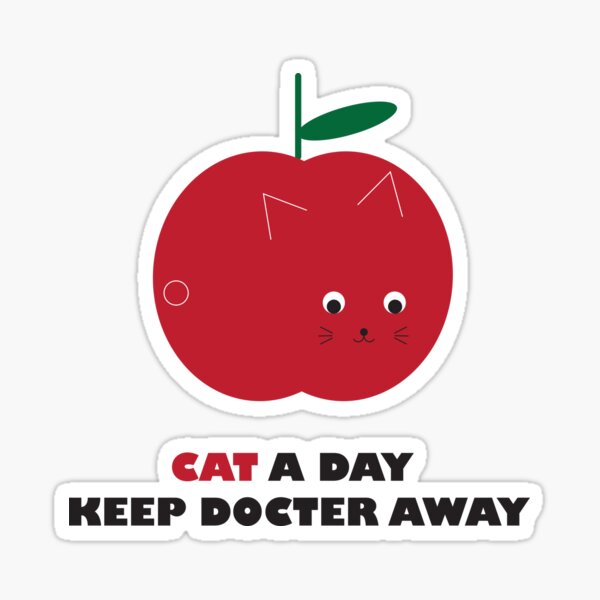 "Cat apple" Sticker for Sale by brekkiedesign | Redbubble