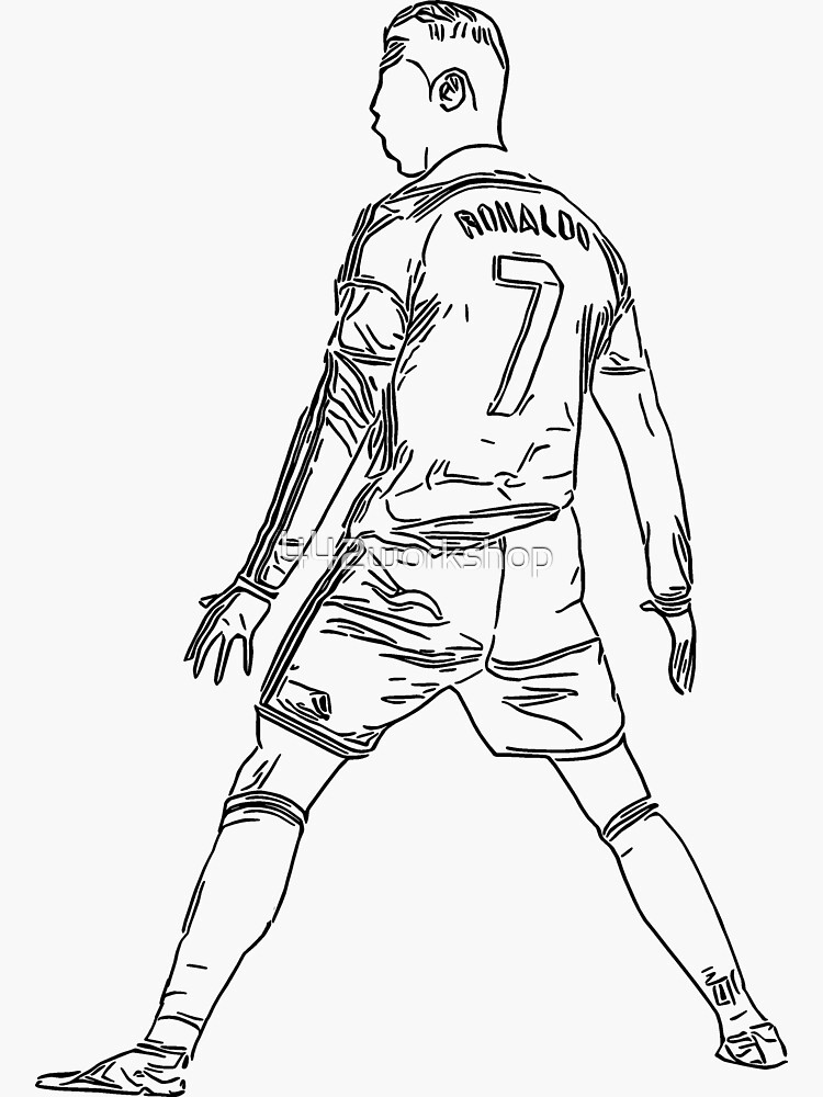 "Ronaldo Signature Celebration Line Art Black minimal" Sticker for Sale ...