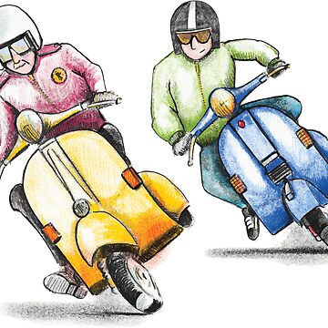 "Scooter, Scooterist, Scootering, Classic Scooter, Illustrated Tribute ...