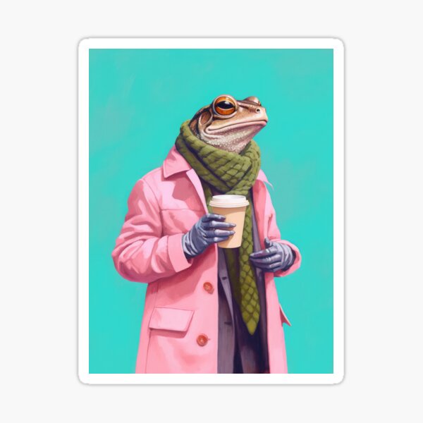 "Frog Holding Coffee" Sticker for Sale by MajesticBeasts | Redbubble