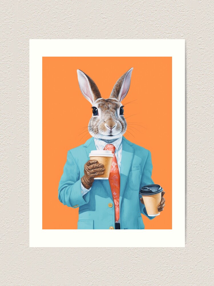 "Rabbit Holding Coffee" Art Print for Sale by MajesticBeasts | Redbubble