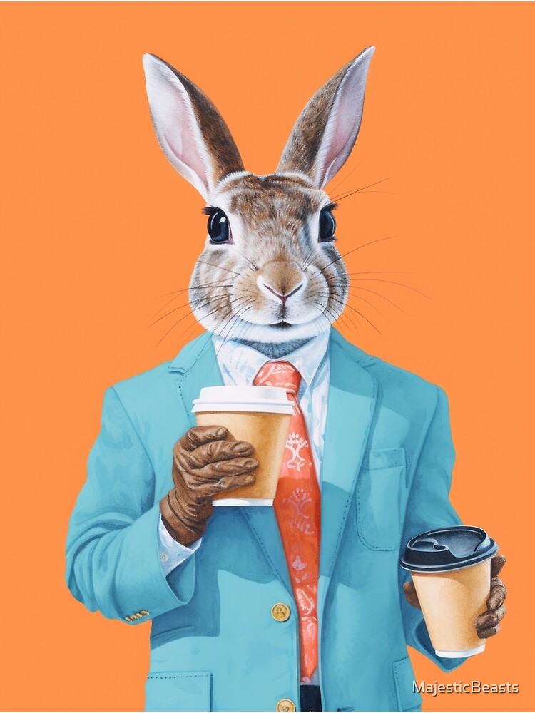 "Rabbit Holding Coffee" Art Print for Sale by MajesticBeasts | Redbubble