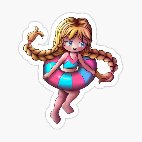 "Summer chibi, Swimming Season" Sticker for Sale by ByJezie | Redbubble