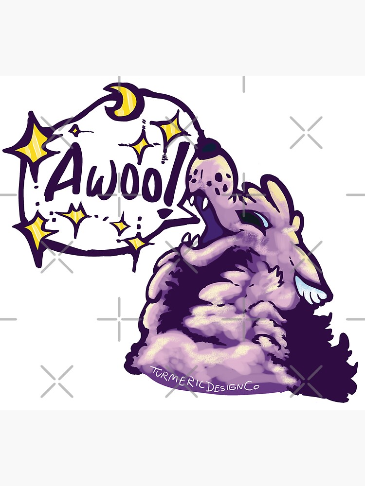 "Awoo Wolf Moon Howl - Cute Kawaii Furry Cartoon Dog" Magnet for Sale ...