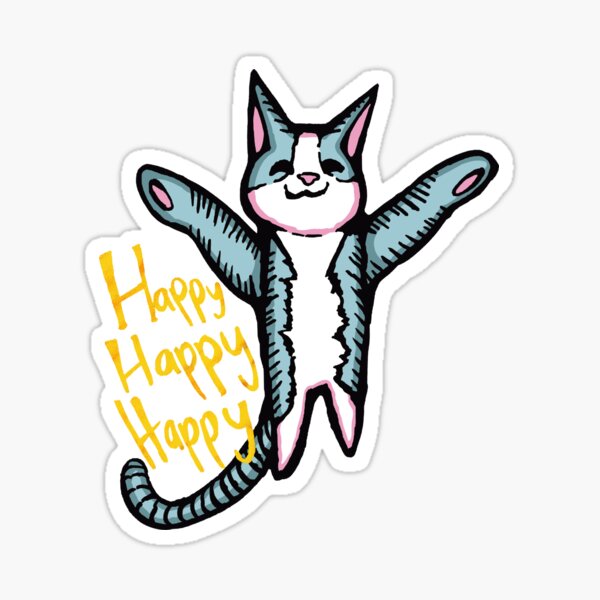 "Happy Happy Happy Cat - Ironic Internet Meme - Funny Sticker" Sticker ...
