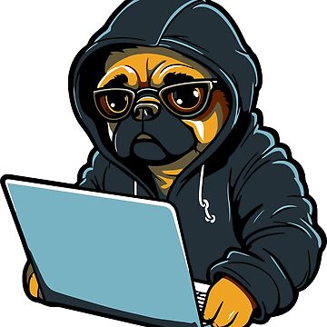 "Hacker Pug: Adorable Cybersecurity Companion" Sticker for Sale by ...