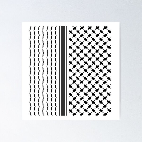 "Palestinian Kufiya Pattern Design | Original Black and white Keffiyeh ...
