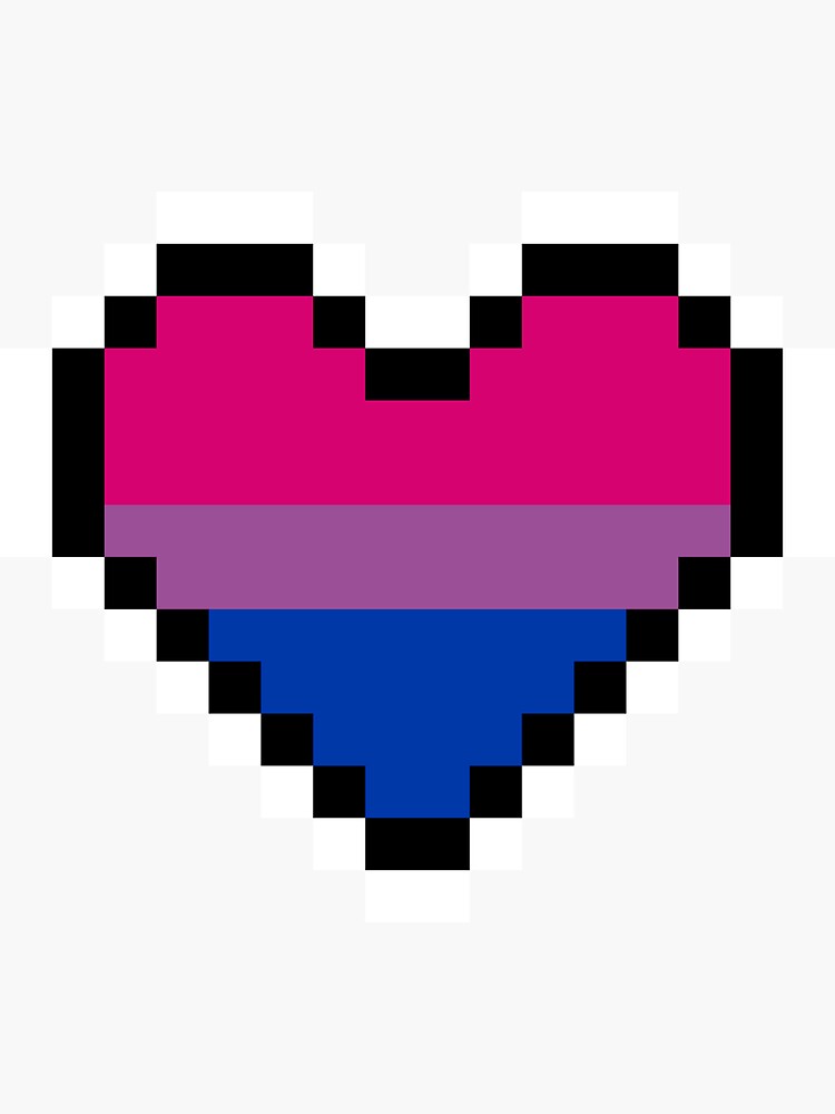 "Heart flag from Bisexual community pixel art black background" Sticker ...