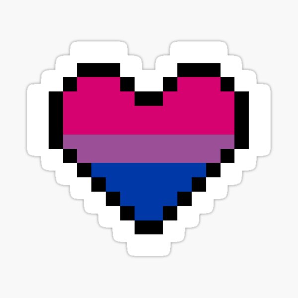 "Heart flag from Bisexual community pixel art black background" Sticker ...