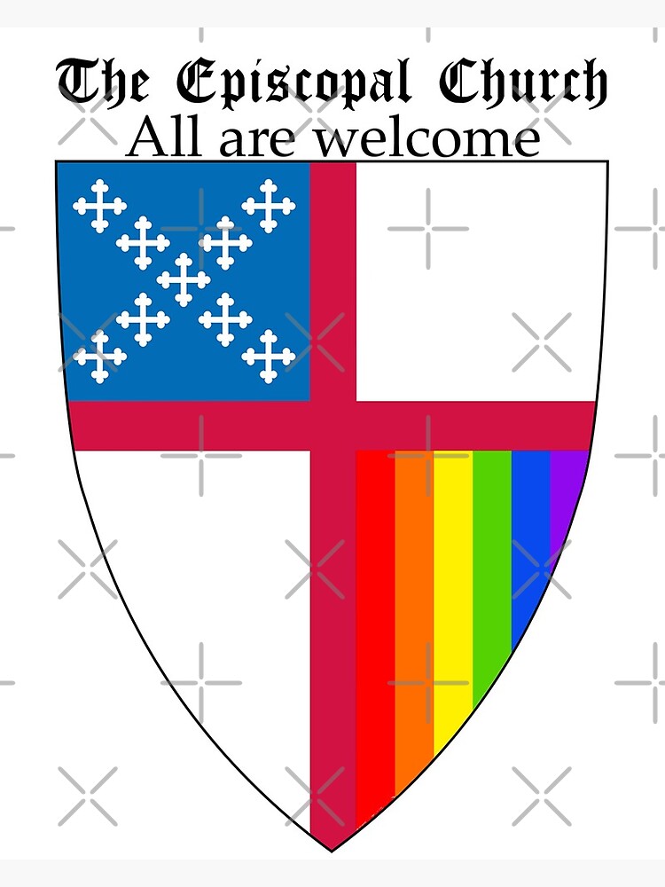 "Episcopal Church Shield with Rainbow Pride Vertical Stripes 1" Canvas ...