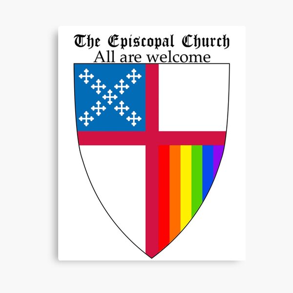 "Episcopal Church Shield with Rainbow Pride Vertical Stripes 1" Canvas ...