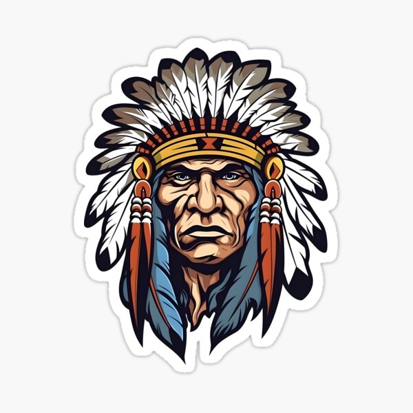 "Native american chief face" Sticker by Clearmind-Arts | Redbubble