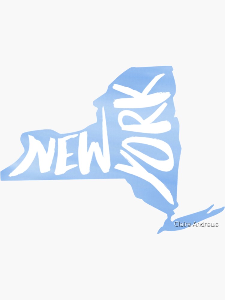 "New York State Shape Blue Watercolor" Sticker for Sale by ...